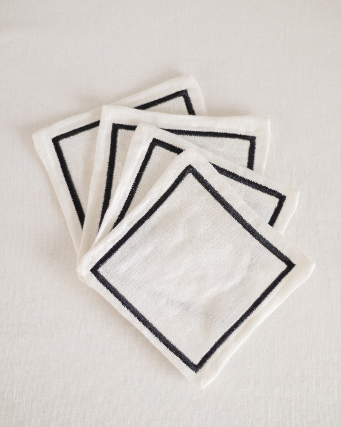 100% Pure Linen Embroidered Coaster (4pc Set) | Ava & Ava Philippines